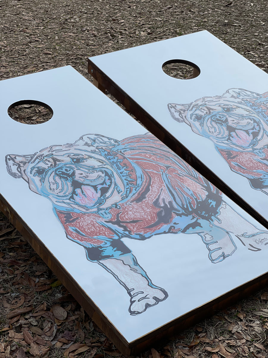 Art by Elizabeth- Custom Bulldog Mural Cornhole Set With Bean Bags ...